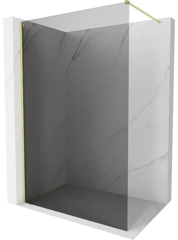 Mexen Kioto-X, sprchová zástěna 120 x 200 cm, 10mm šedé sklo, zlatý matný profil, 800-120-101-55-40-X