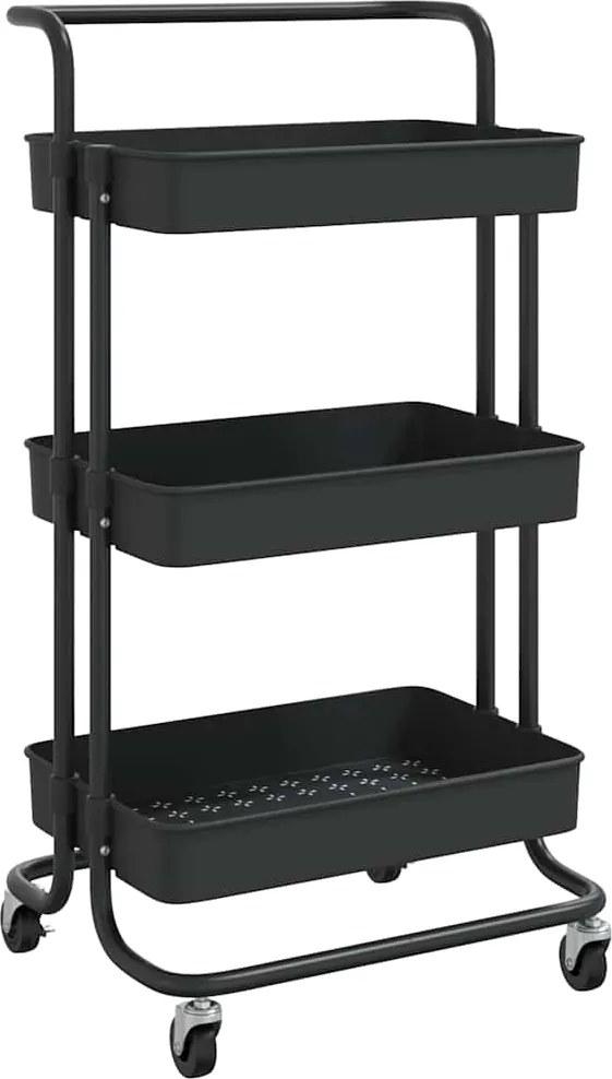 Kuchyňský vozík se 3 patry černý 42x35x85 cm železo a ABS 336335