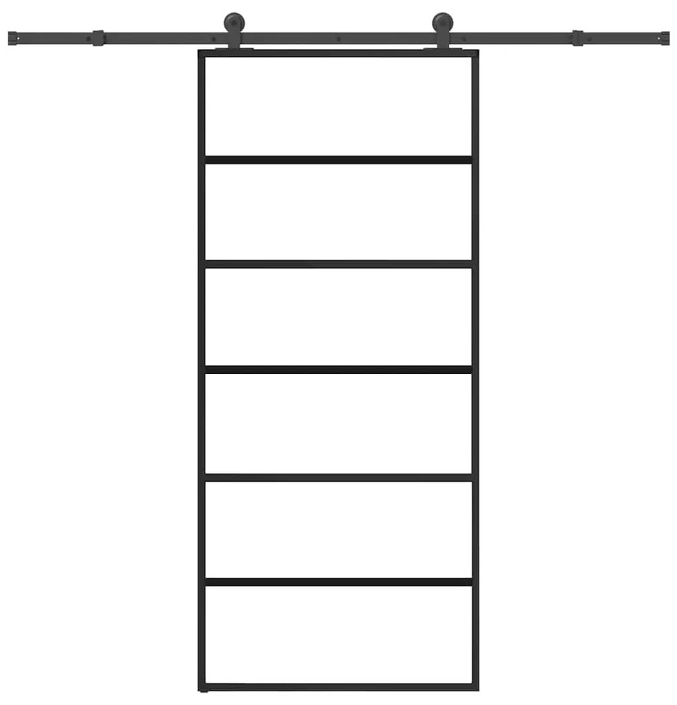 Posuvné dveře s kováním 90x205 cm ESG sklo a hliník 3332831