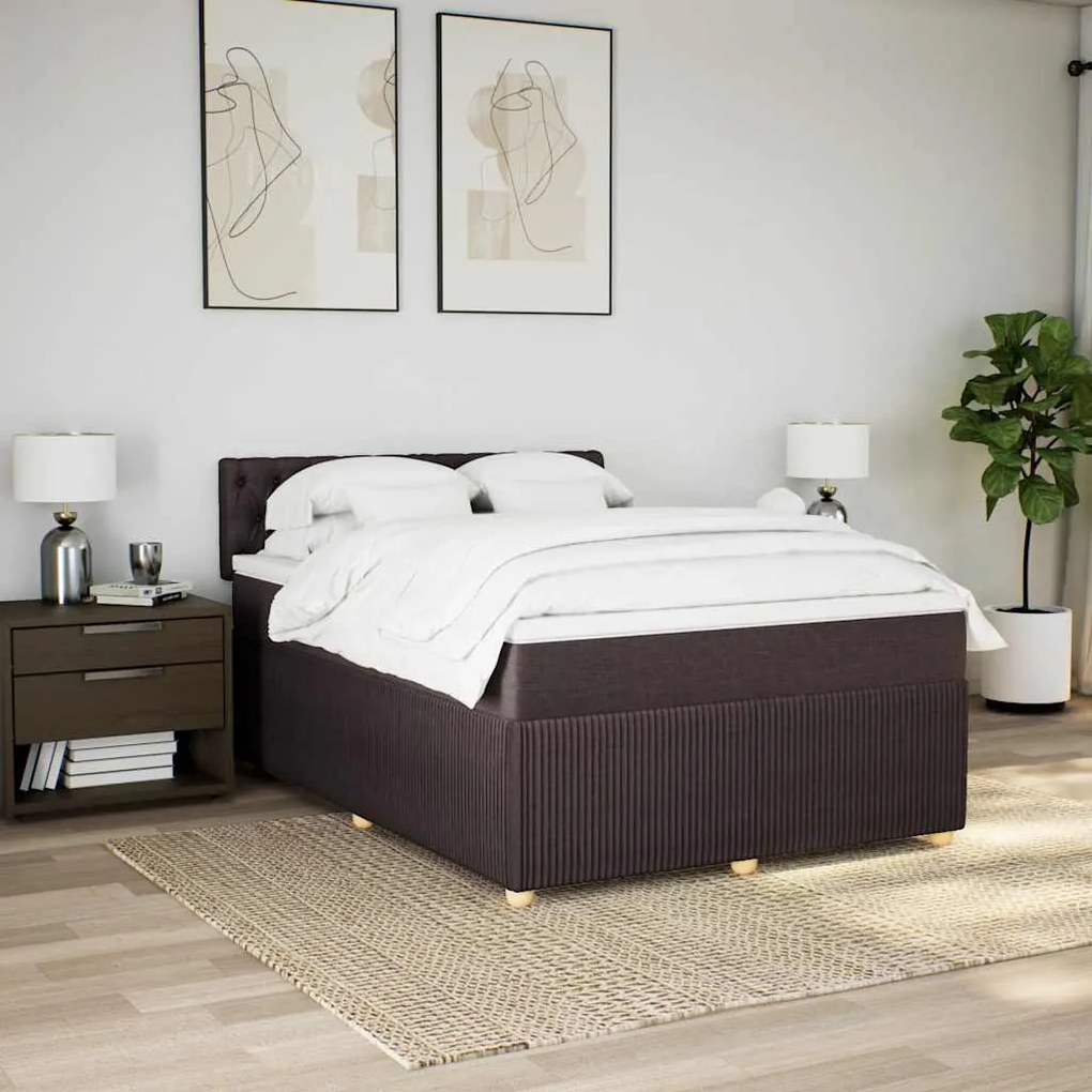 Box spring postel s matrací tmavě hnědá 140x190 cm textil 3289761