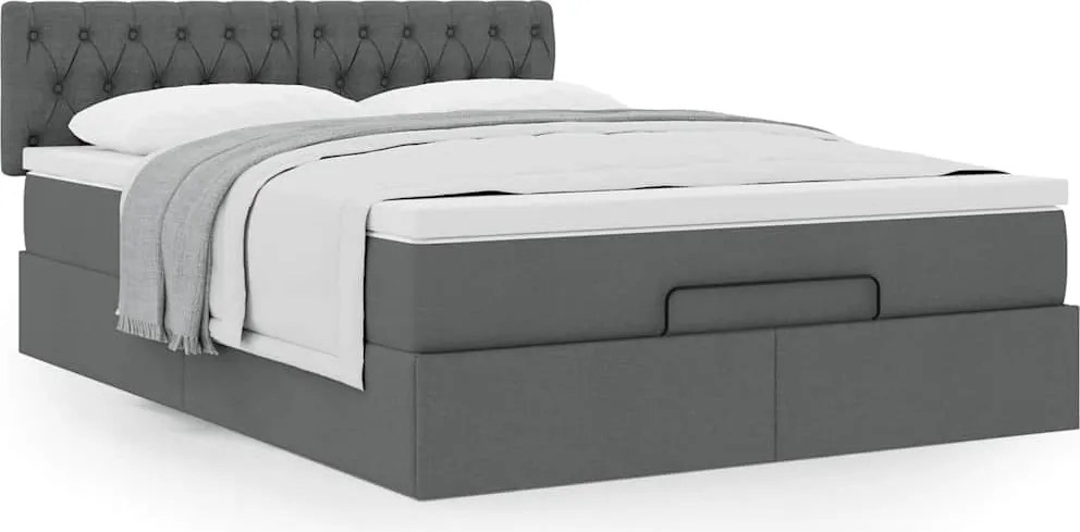 Osmanský postel s matrací tmavě šedá 140x200 cm textil 3311547