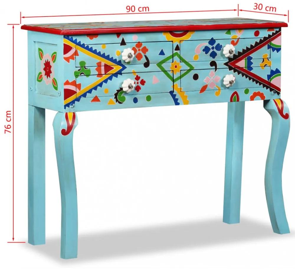 Odkládací stolek ručně malovaný Dekorhome Tyrkysová