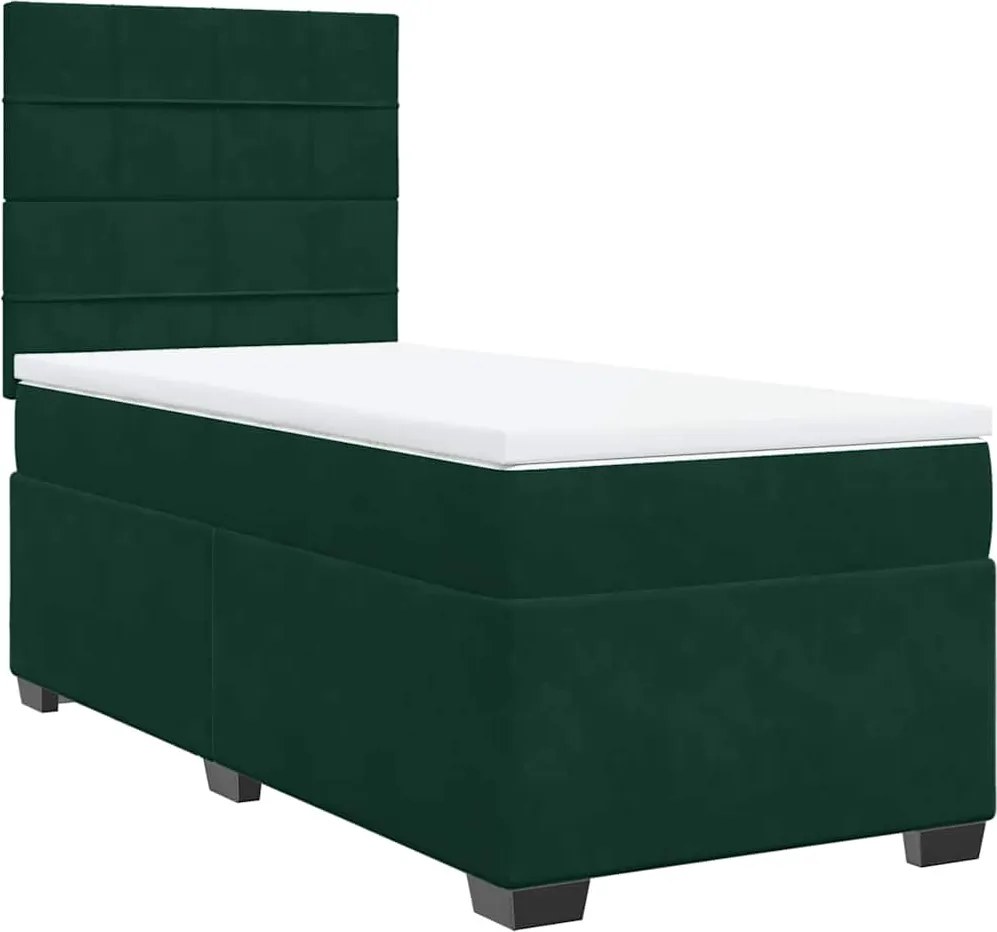 Box spring postel s matrací tmavě zelená 80 x 200 cm samet 3293065