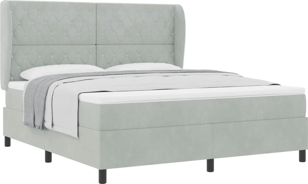 Postel s boxspringem s matrací Světle šedá 200 x 180 cm samet 3340886
