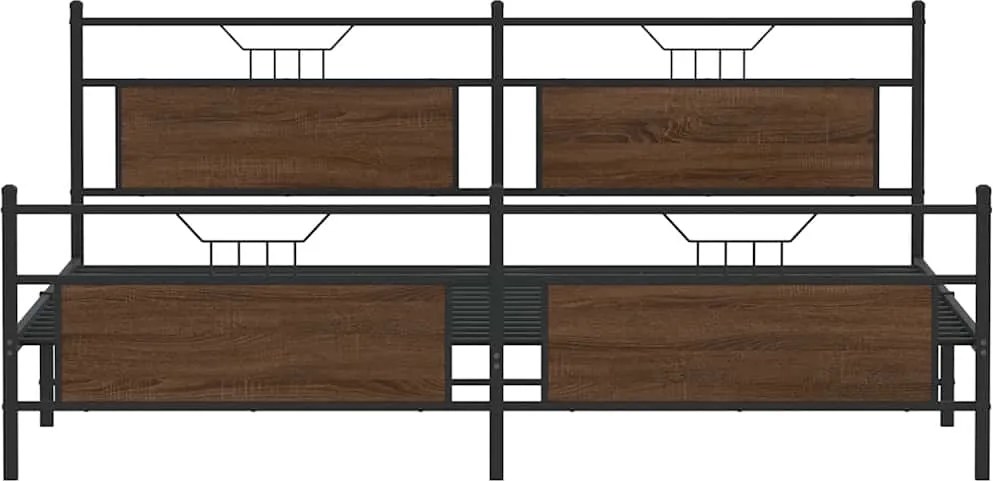 Kovový rám postele bez matrace hnědý dub 193 x 203 cm 3325105