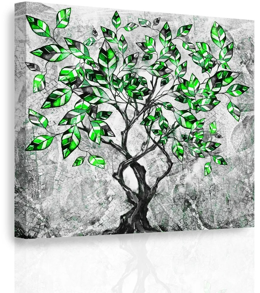 Obraz strom v mozaice Green Velikost (šířka x výška): 70x70 cm