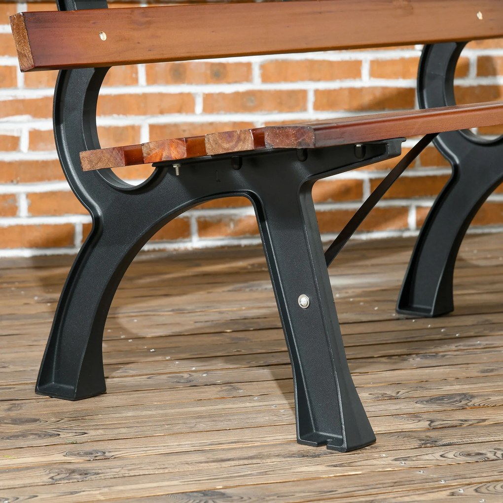 Zahradní lavice Outsunny pro 2 osoby v hliníku a dřevěných latích, rozměry 120L x 57W x 70H cm | Aosom