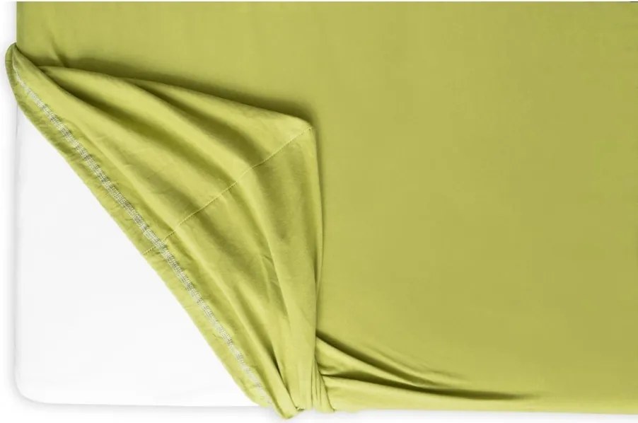 HEDDA Prostěradlo Jersey Lycra premium olivové rozměr: 90 x 200 cm