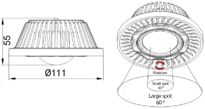 Diolamp COB LED SPOT RETROFIT KIDS AR111 15W/230V/6400K/1300Lm/IP20/Zoom 10°~60° + Driver 12V