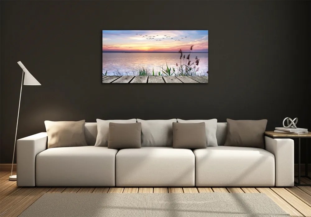 Obraz na skle Moře Ptáci Nebe Krajina 140x70 cm