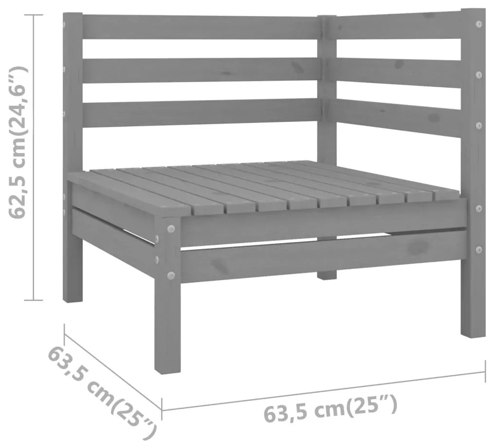 vidaXL Zahradní rohová pohovka šedá masivní borové dřevo