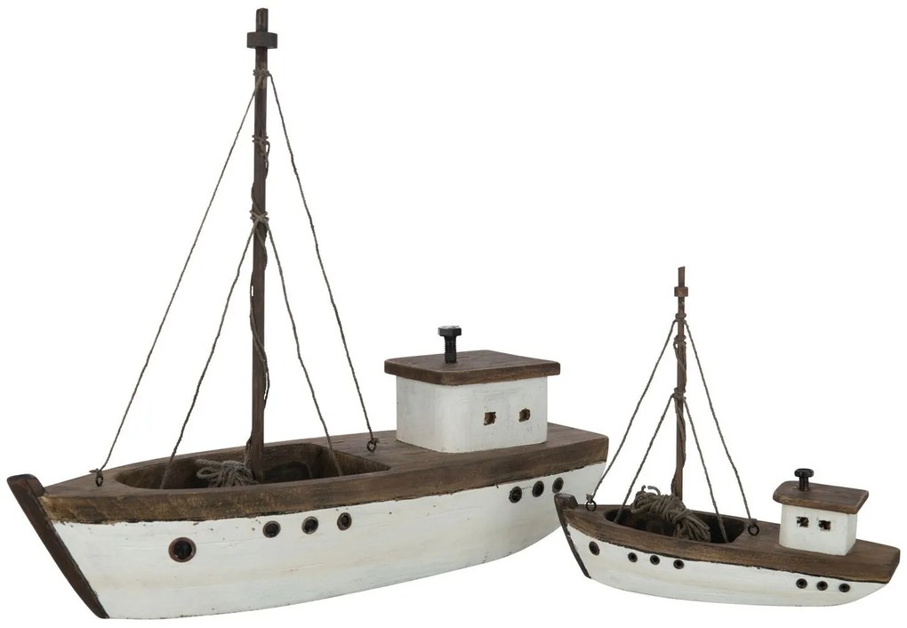 Hnědá dřevěná dekorace přírodní loďka Boat L - 38*13*33 cm