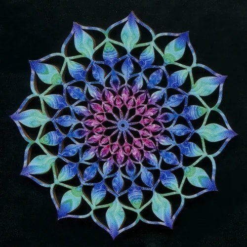AMADEA Dřevěná dekorace mandala barevná 9 cm