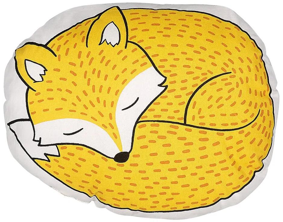 Polštář pro děti liška 50 x 40 cm Žlutý DHANBAD Beliani