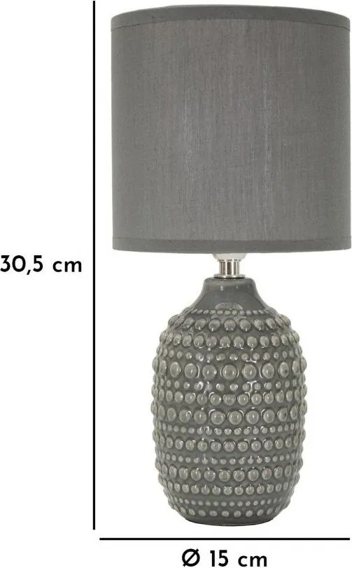 Šedá keramická stolní lampa s textilním stínidlem (výška 30,5 cm) Points – Mauro Ferretti