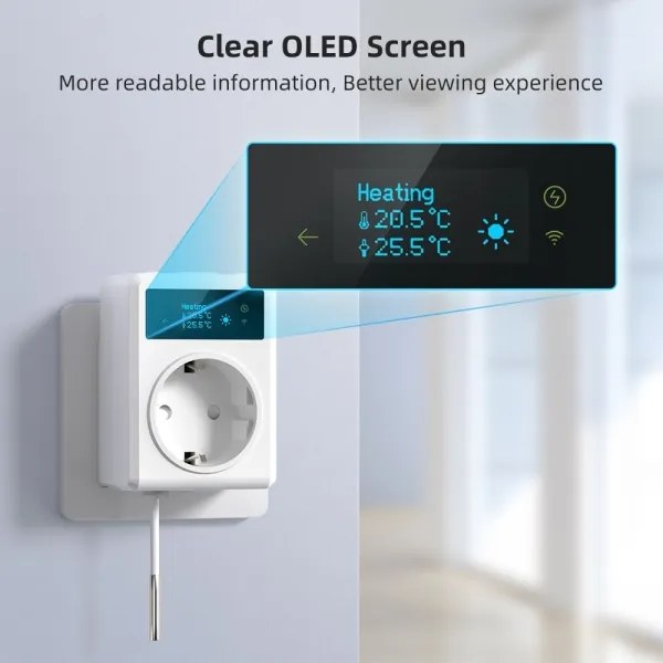 Immax NEO 07811L - Chytrá zásuvka s teploměrem F 3680W Wi-Fi