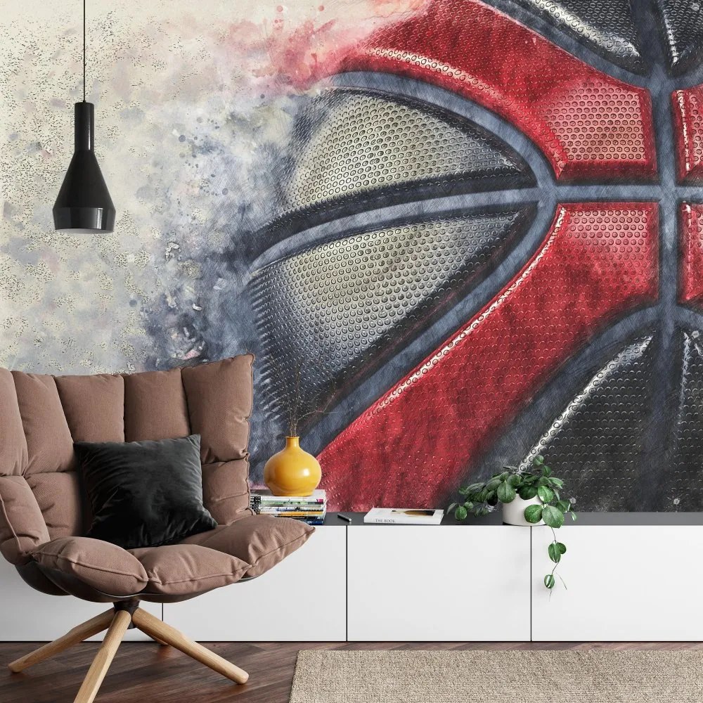 Fototapeta Basketbalový Míč Malovaný Akvarelem Omyvatelný vlies 450x300