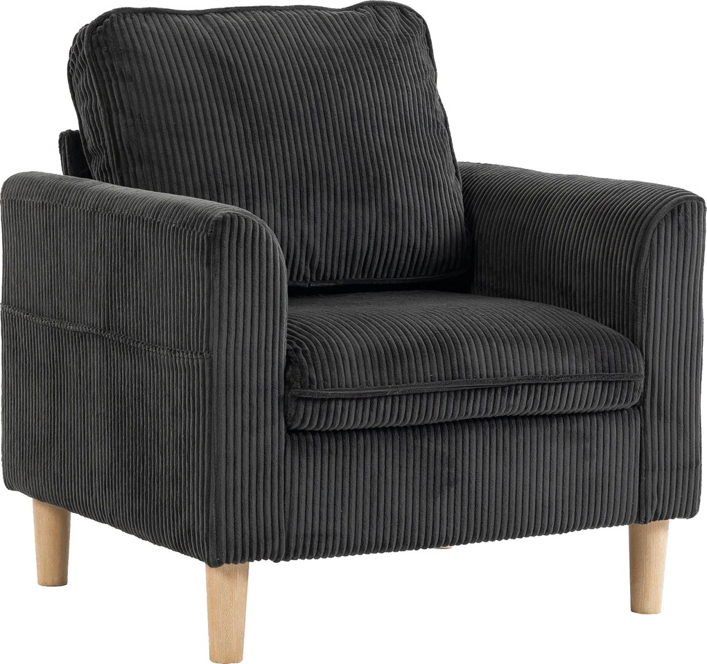 HOMCOM sametové křeslo do obývacího pokoje, čalouněné jednosedačkové křeslo, široké sedadlo, polštář s pružinovým jádrem, 83x74x87 cm, tmavě šedé