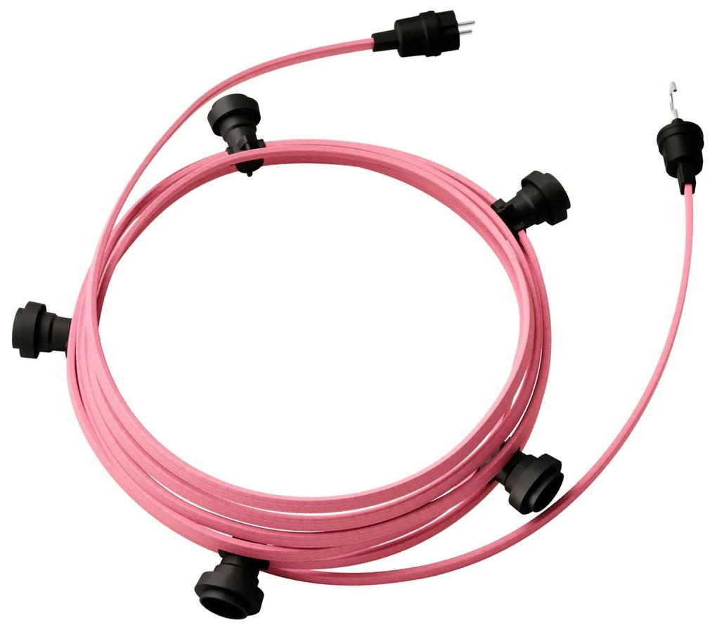 creative cables Hotový světelný řetěz LUMET 7,5 m je sestavený z 5 černých objímek, háčku a zástrčky Barva kabelu: Šedá - CM03