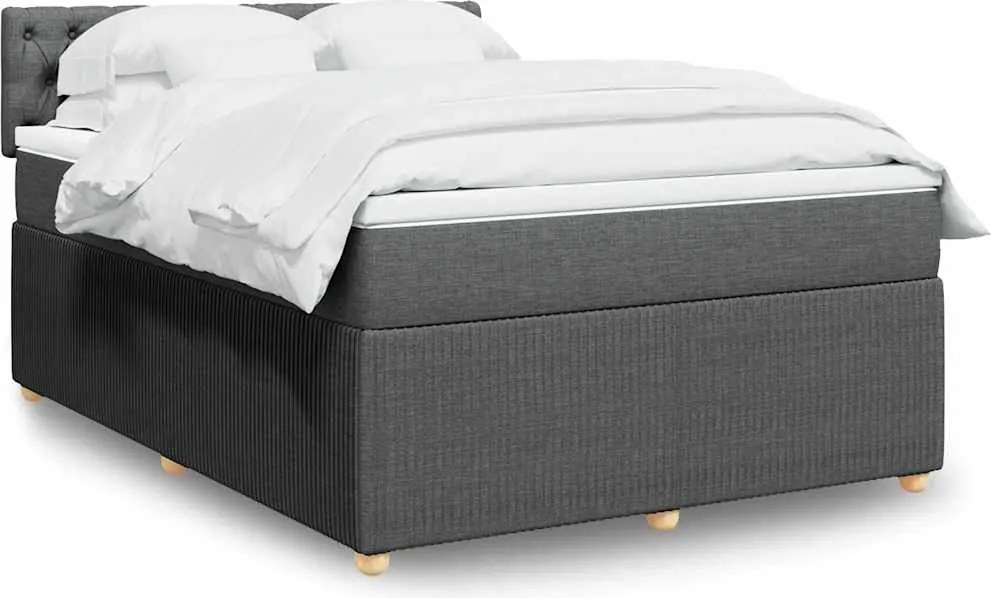 Box spring postel s matrací tmavě šedá 140x200 cm textil 3287487