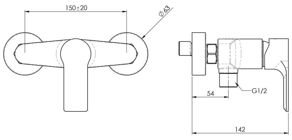 Sapho, PAX nástěnná sprchová baterie, chrom, XA11