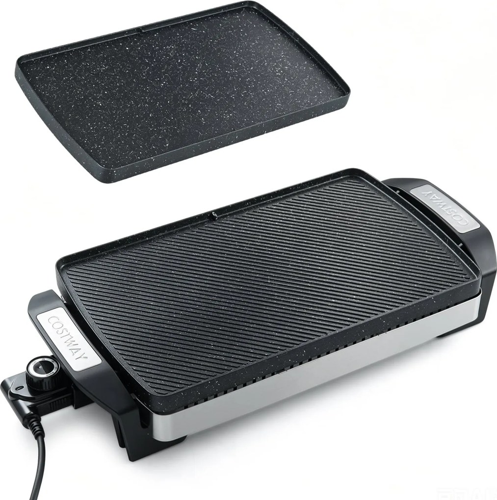 Costway 1500 W Elektrický stolní gril s oboustrannou všestrannou grilovací