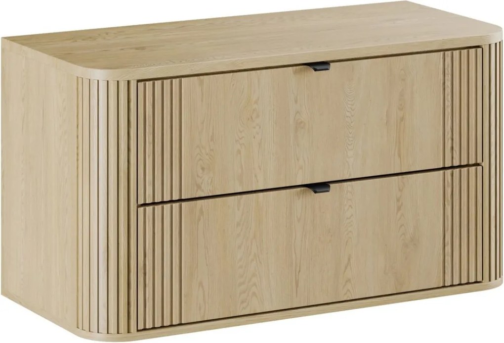 Skříňka pod umyvadlo s deskou, oblá, drážkovaná dub Ovalia Cremona (Set-ovc b cremona 100cm)