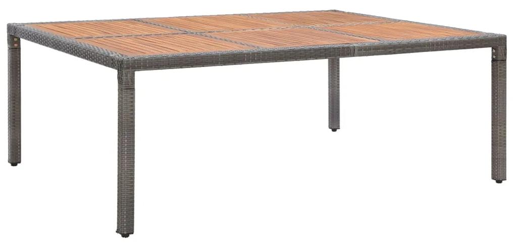 Zahradní stůl šedý 200 x 150 x 74 cm polyratan a akáciové dřevo,  46135