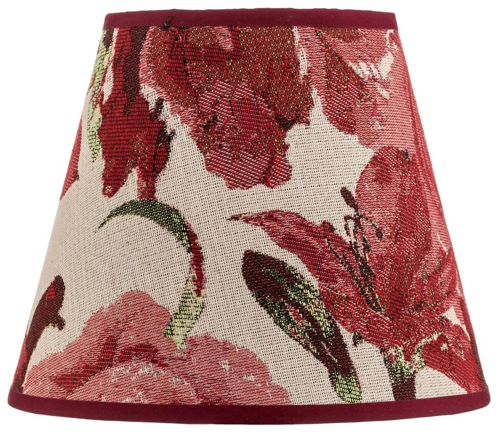 Stínidlo na lampu Sofia 15,5 cm, květiny červená