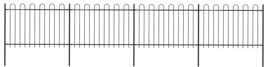277668 vidaXL Zahradní plot s obloučky ocelový 6,8 x 1,2 m černý