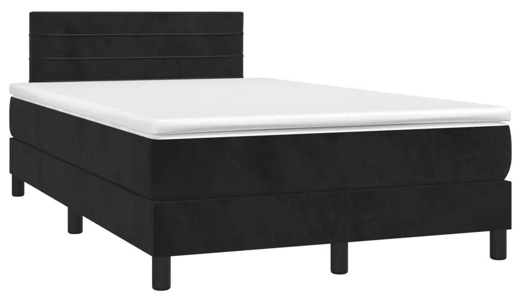 Box spring postel s matrací a LED černá 120 x 190 cm samet - Default Title