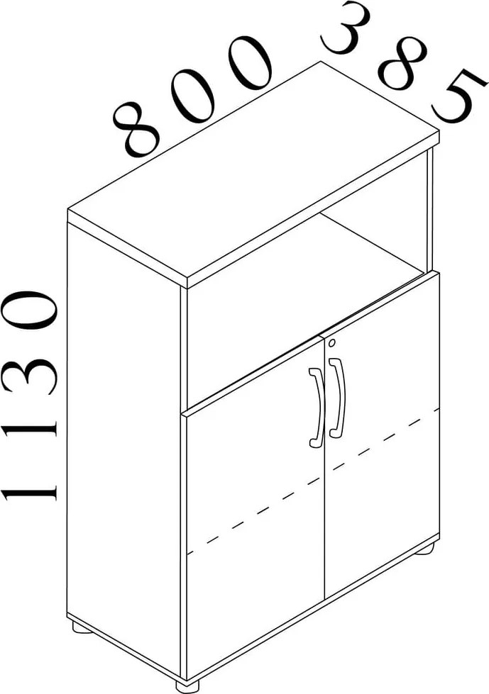 Střední skříň Visio LUX 80 x 38,5 x 113 cm, dub