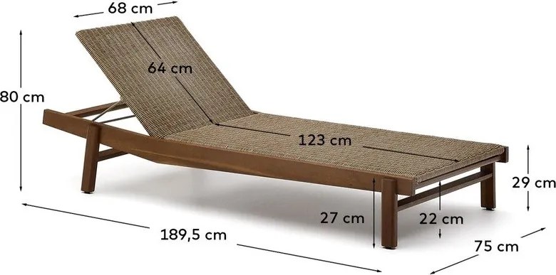 Hnědé ratanové polohovací zahradní lehátko Itani – Kave Home