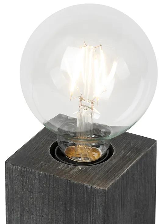 Venkovská stolní lampa černé dřevo - Bloc
