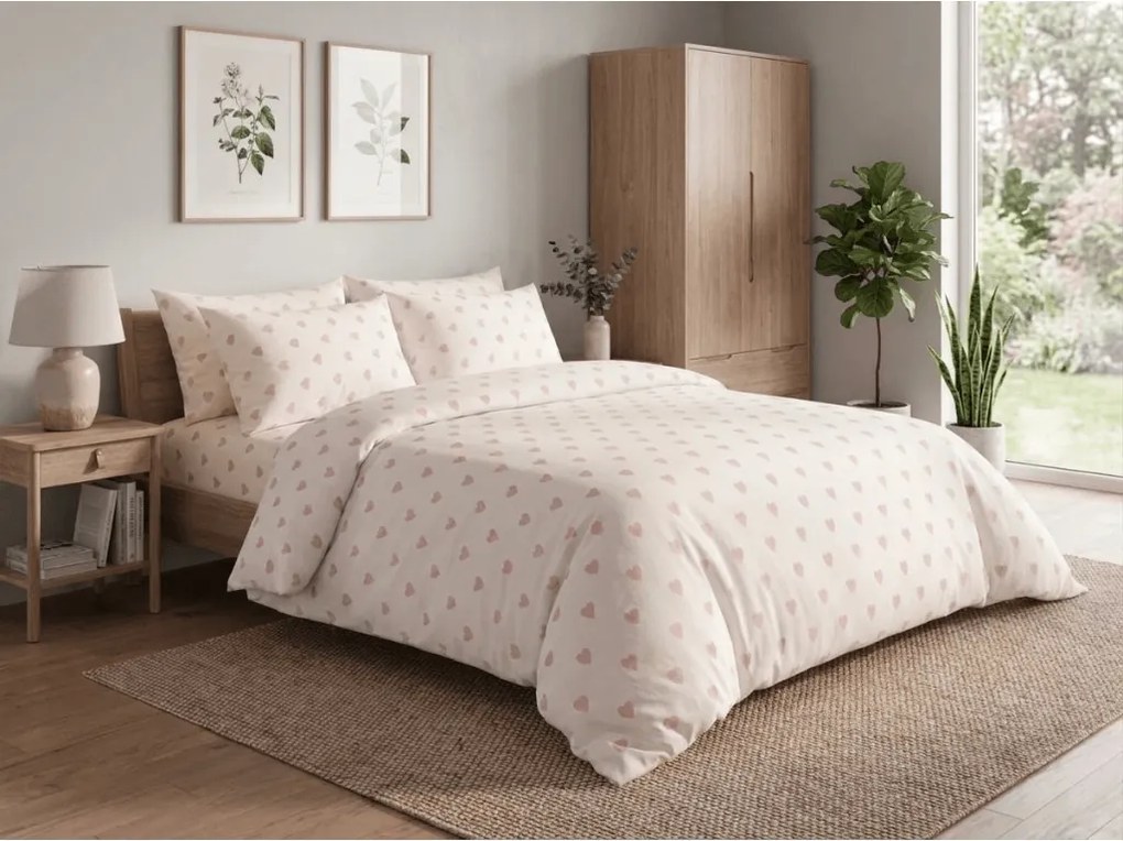 Bavlněné povlečení PINK HEART CHARM bílé, 100% bavlna Rozměr povlečení: 70 x 90 cm | 140 x 200 cm
