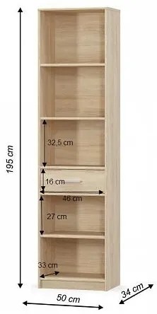 Otevřený regál TEYO 1S, dub sonoma