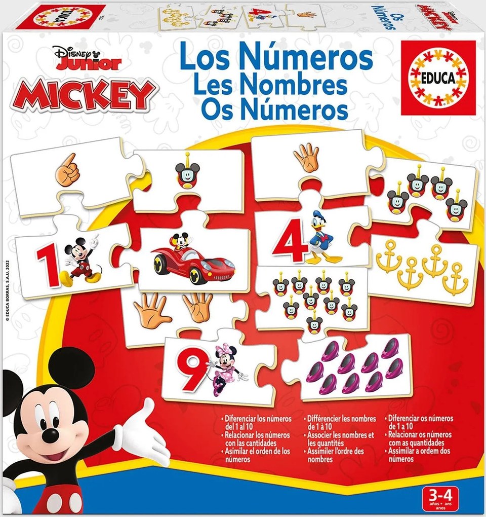 Educa puzzle mickey a přátelé: počítání 10 × 4 dílků
