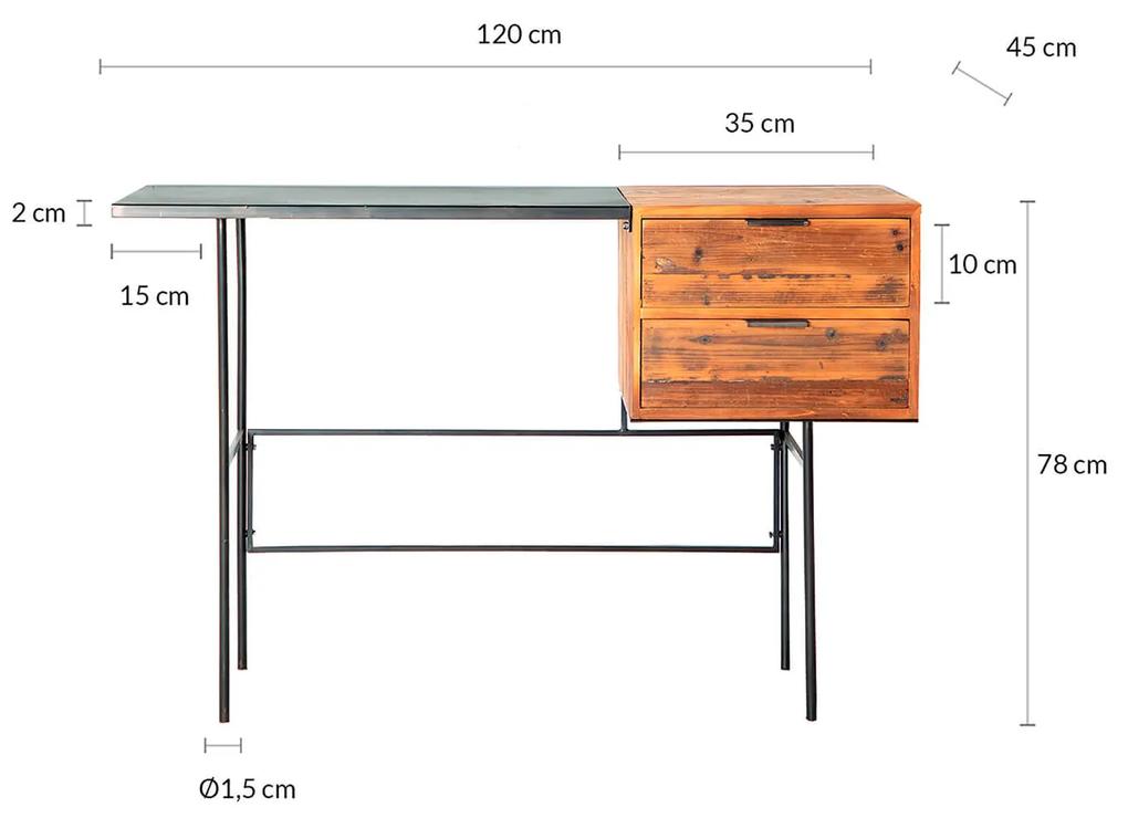 Pracovní stůl llesa 120 x 45 cm kovový MUZZA