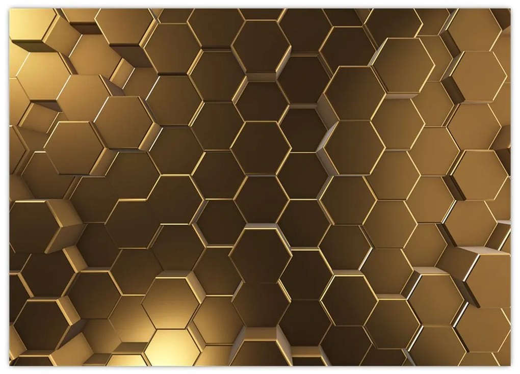 Obraz - Zlaté hexagony (70x50 cm)