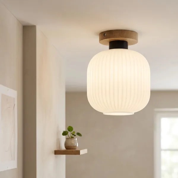 Stropní svítidlo HARMA WOOD 1xE27/15W/230V dub/bílá pr. 20 cm