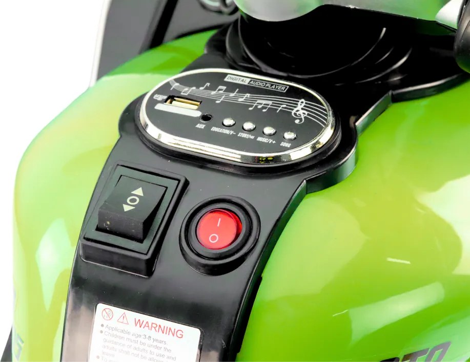 LEAN CARS Dětská elektrická tříkolka HT-5188 LED MP3 zelená