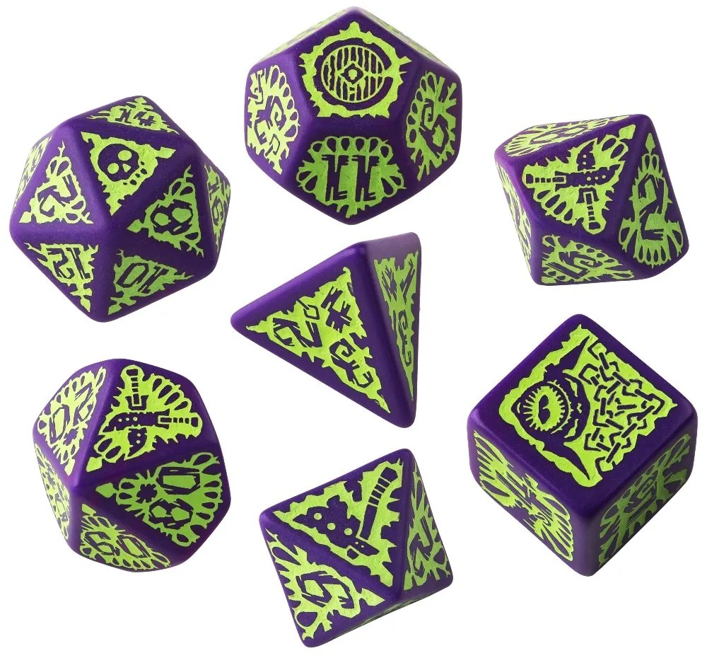 Sada kostek pathfinder: goblin purple & green