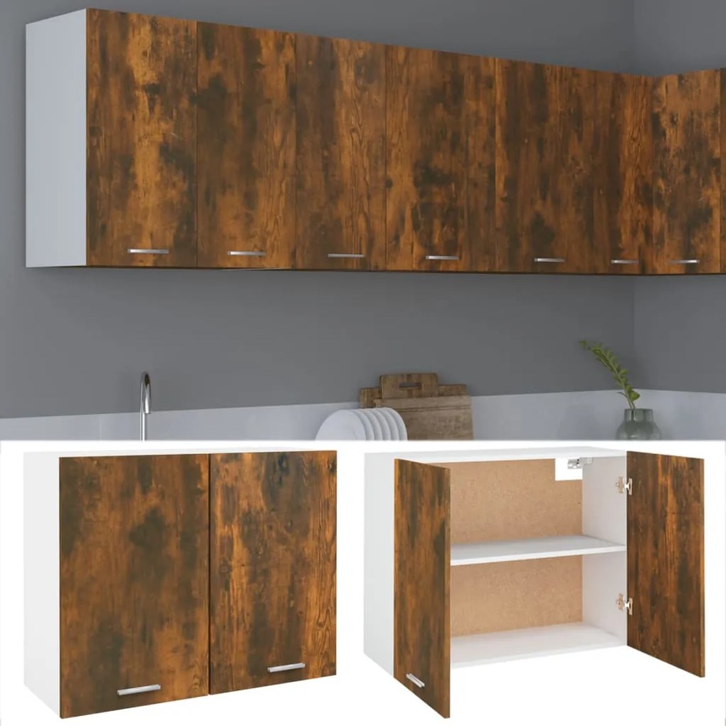 Závěsná Skříňka 80 X 31 X 60 Cm Kompozitní Dřevo Kouřový Dub