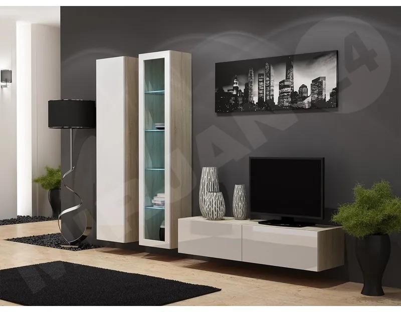 Obývací stěna Zigo X, Osvětlení: osvětlení LED - bílé, Barva: černý / černý lesk