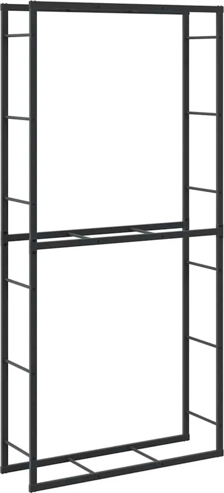 vidaXL Stojan na palivové dřevo černý 100x30x209 cm ocel [4018469]