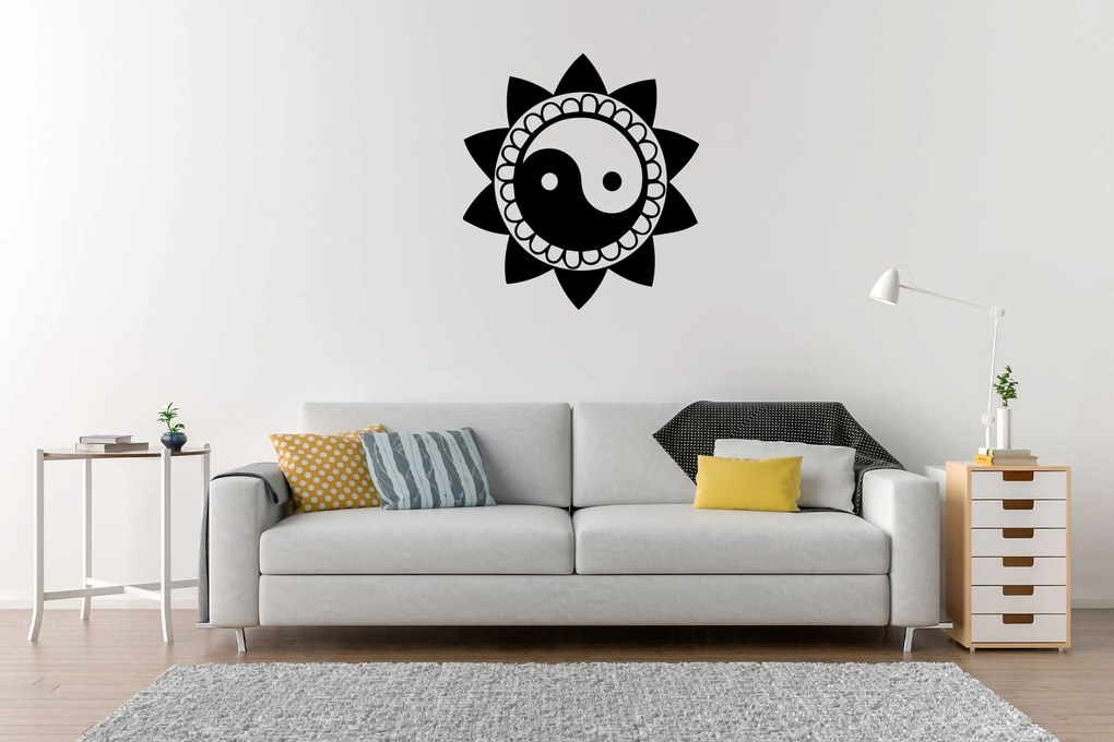 Lepy.cz Samolepka na zeď Yin - Yang Velikost (šířka x výška): 50x54cm, Barevná varianta: Černá