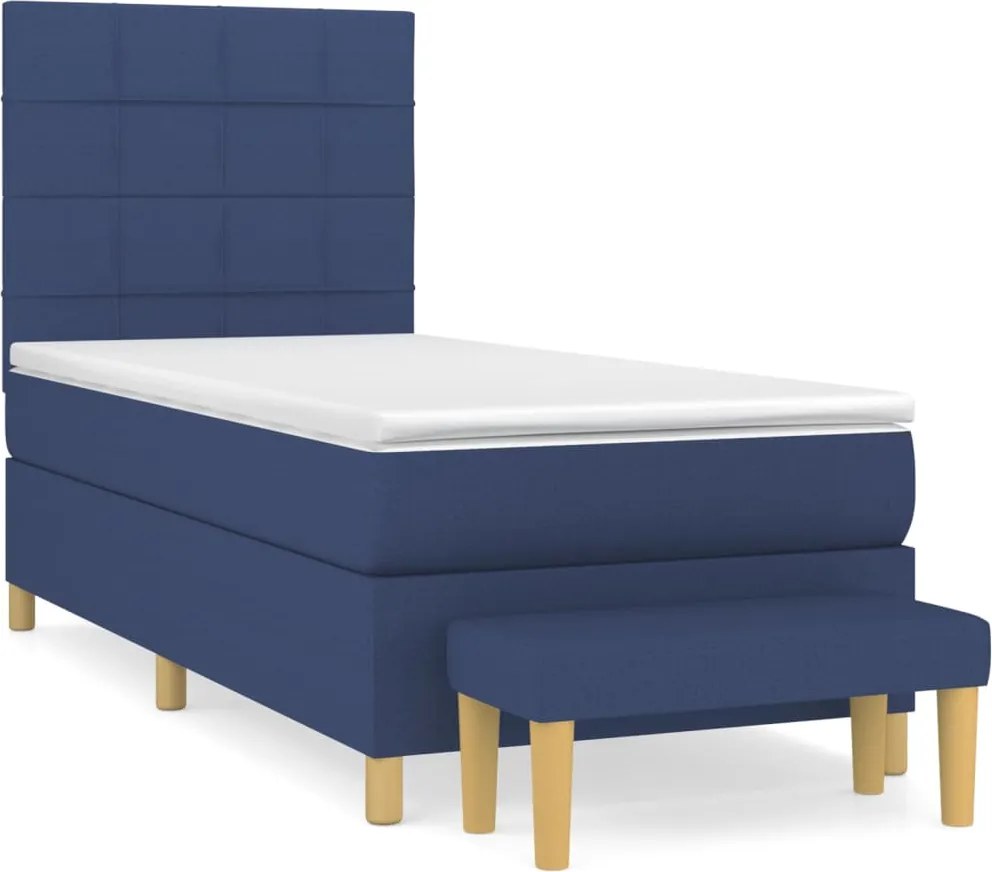 Box spring postel s matrací modrá 80x200 cm textil 3137115