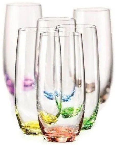 Bohemia Crystal Barevné sklenice na nealko a vodu Rainbow 25180/D4662/