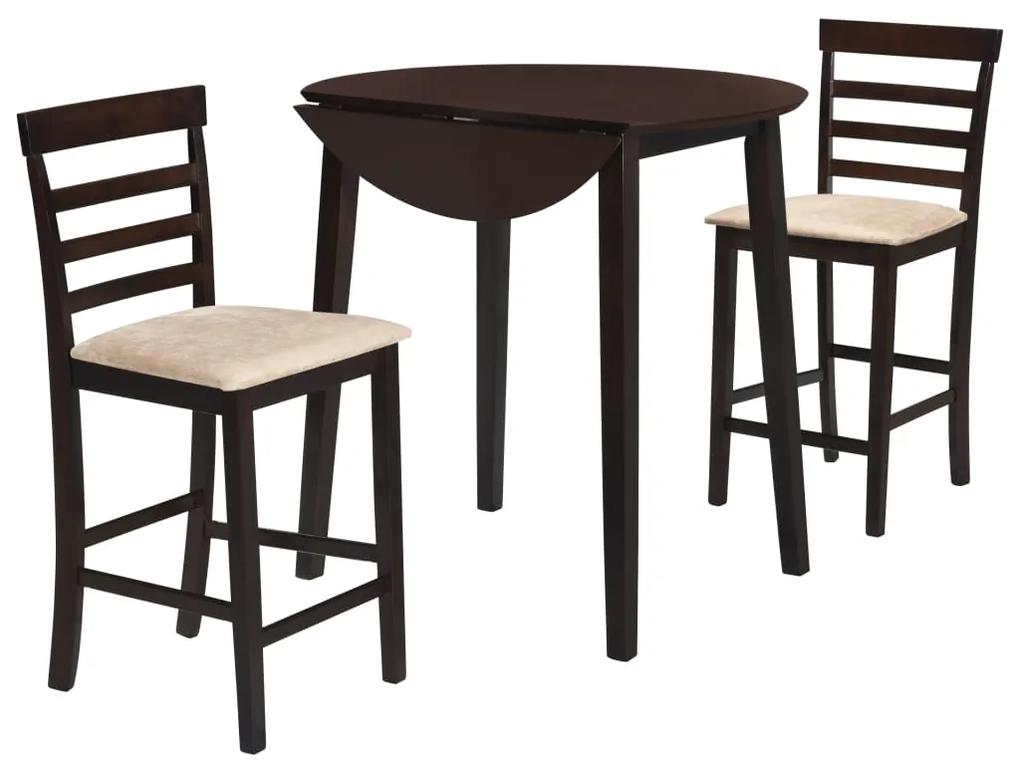275228 vidaXL Barový stůl a židle sada 3 kusů z masivního dřeva tmavě hnědá