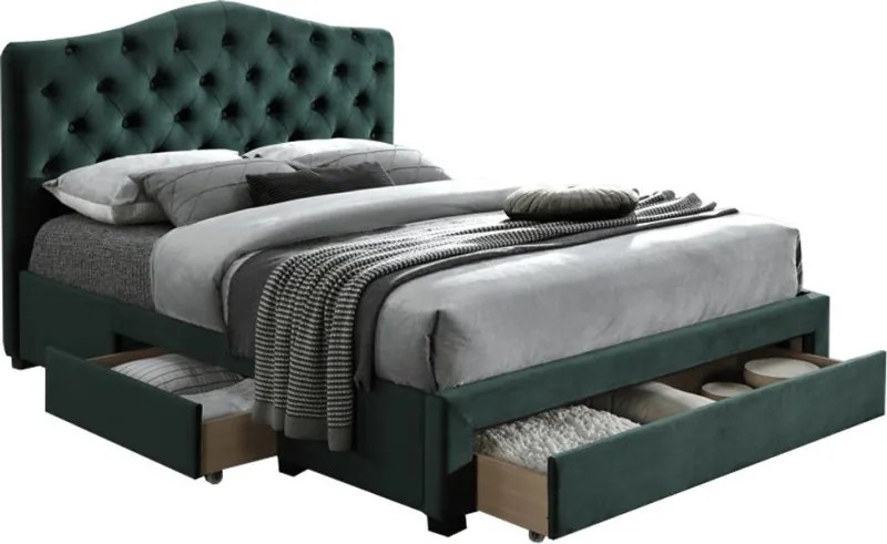 Postel, smaragdová Velvet látka, 180x200, KESADA Kondela 0000276357